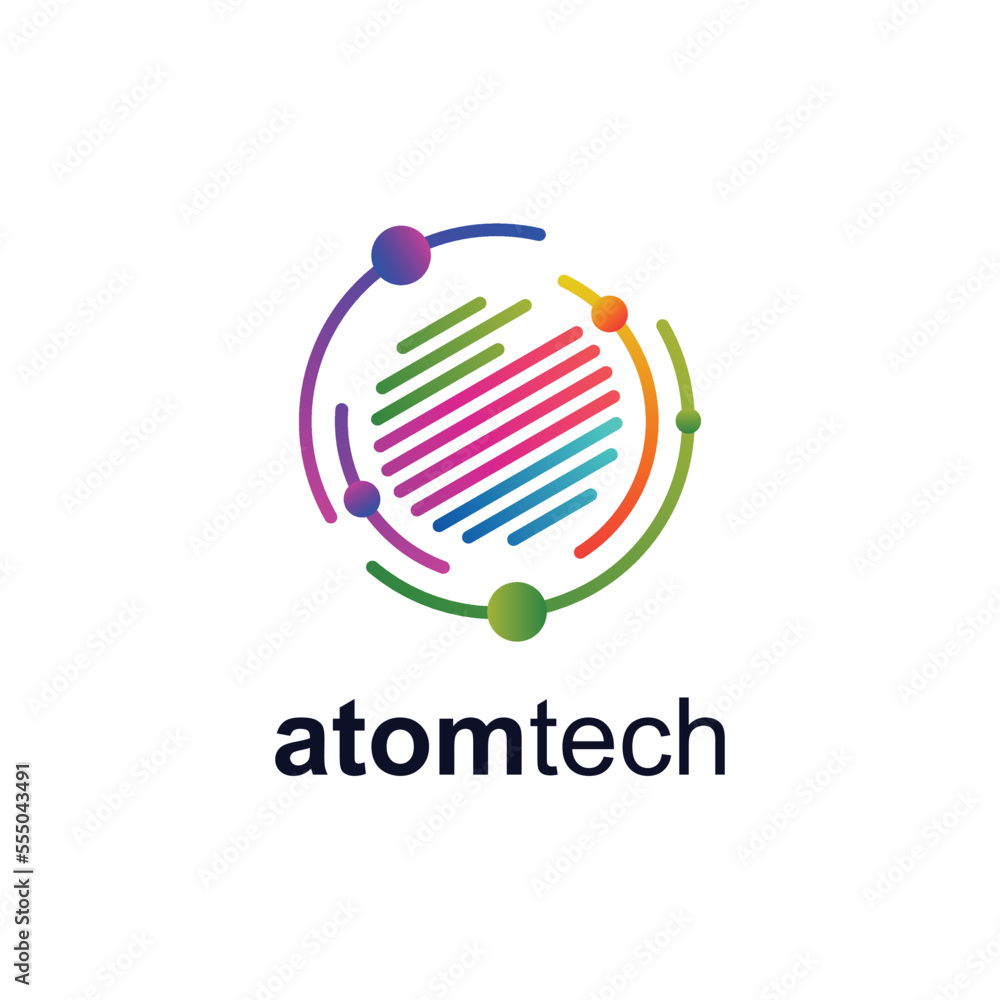 colorful atom tech logo for your technology company Stock Vector ...