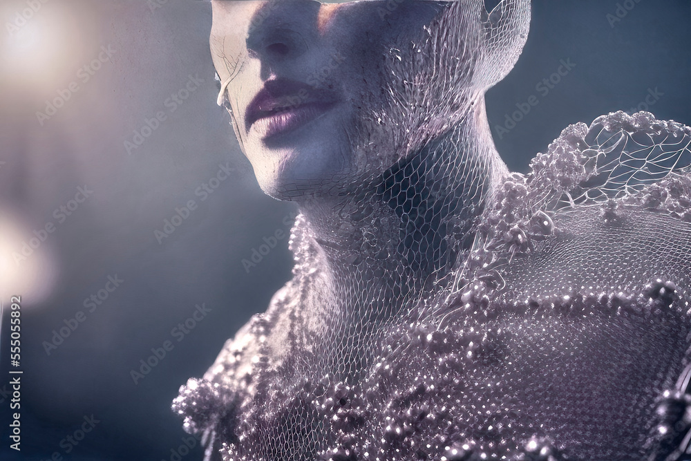 Photo & Art Print Abstract image of the lower part of a face with a net ...