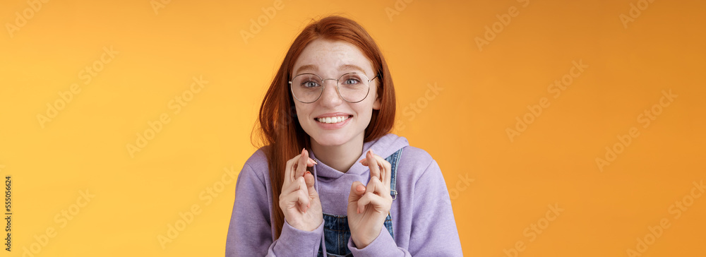 Hopeful young cute silly dreamy redhead attractive girl ginger straight ...