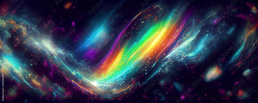 Rainbow Cosmos Universe, space galaxy background - generative ai Stock ...