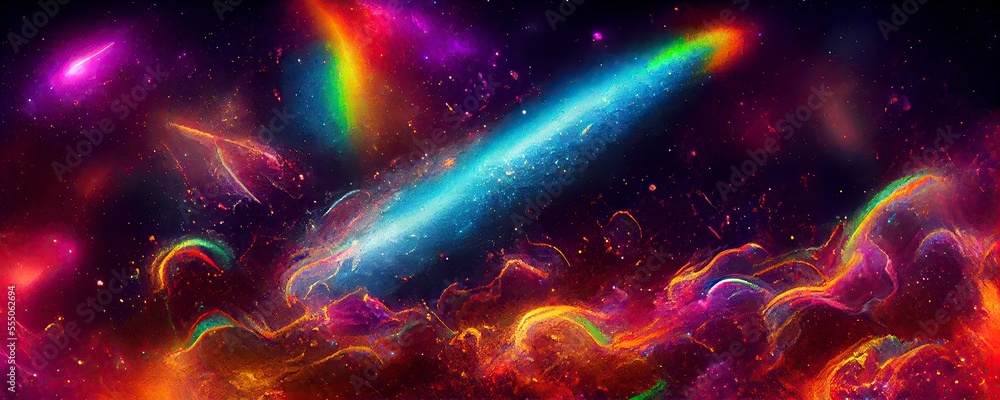 Poster Rainbow Galaxy space background - generative ai – Wall Art ...