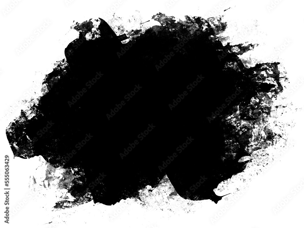 Abstract black brush stroke smudge, random splash of black paint ...