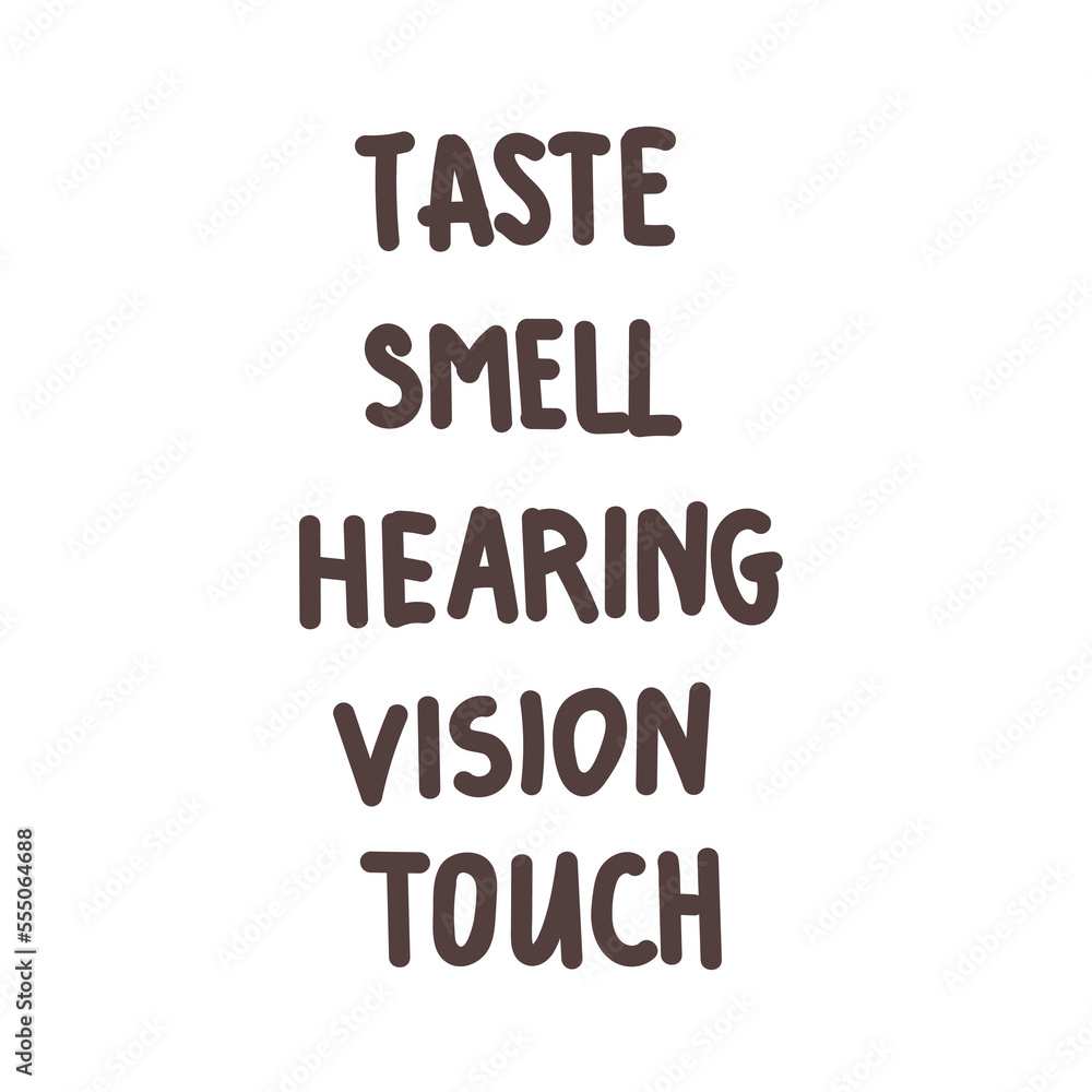 Five human senses line icons set. Vision, smell, hearing, touch, taste ...