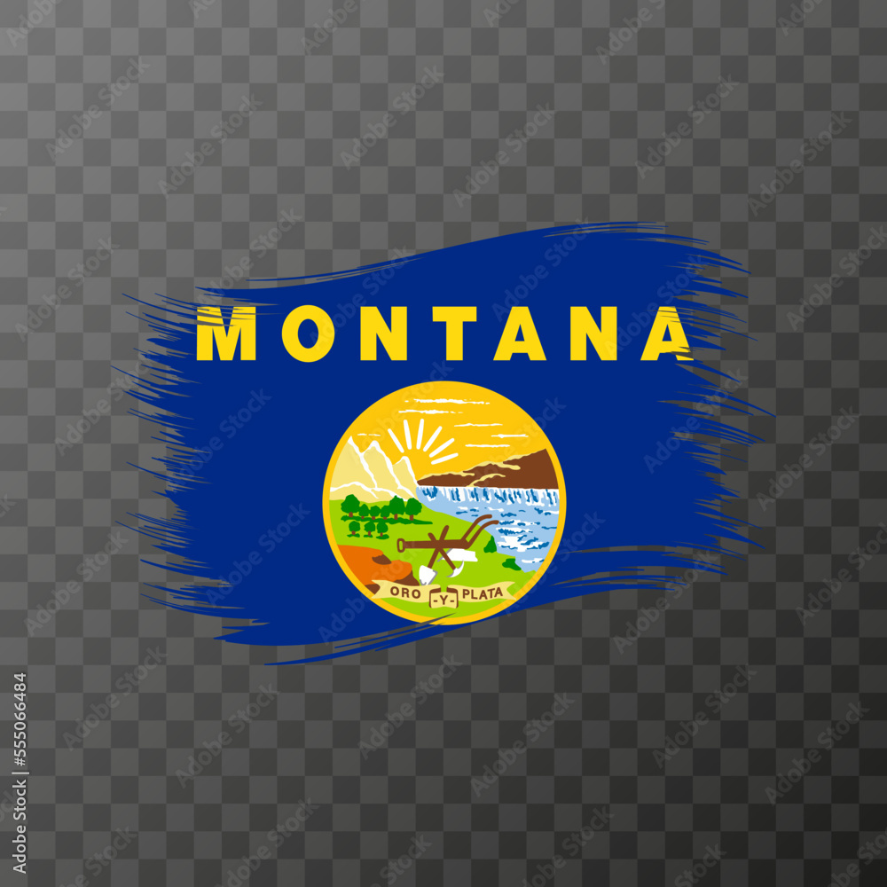 Montana state flag in brush style on transparent background. Vector ...