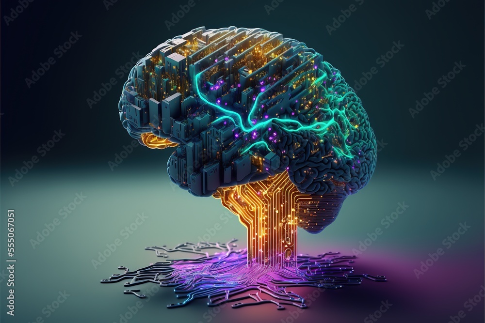 Illustration about the human brain and computer. ilustração do Stock ...