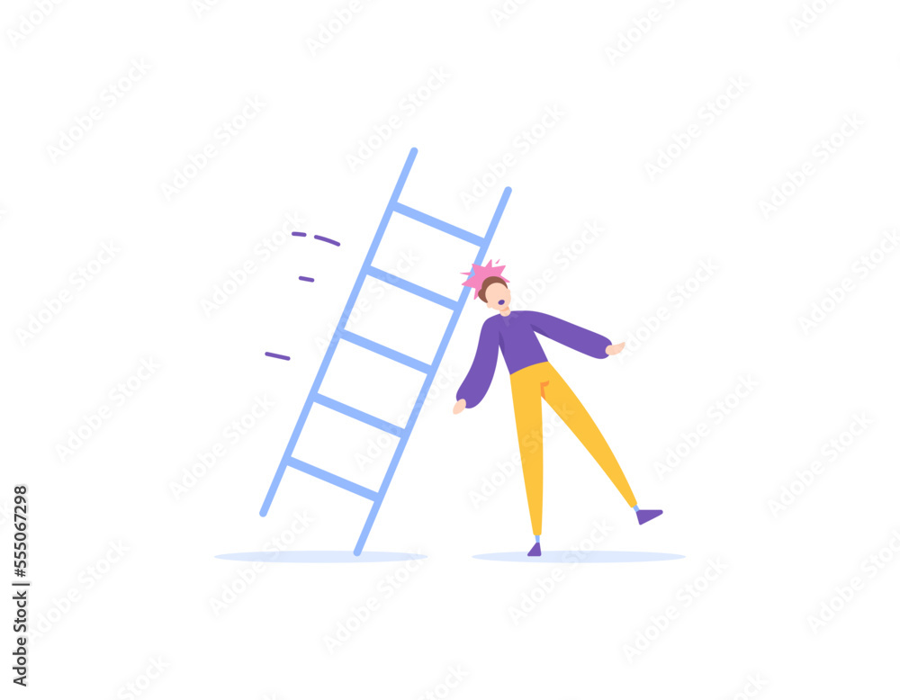 A man fell on a ladder. the person whose head was hit by the falling ...