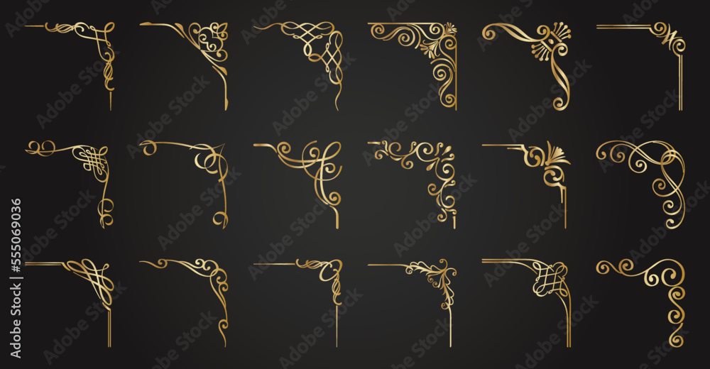 Large collection of decorative corner frames. Vintage calligraphic ...