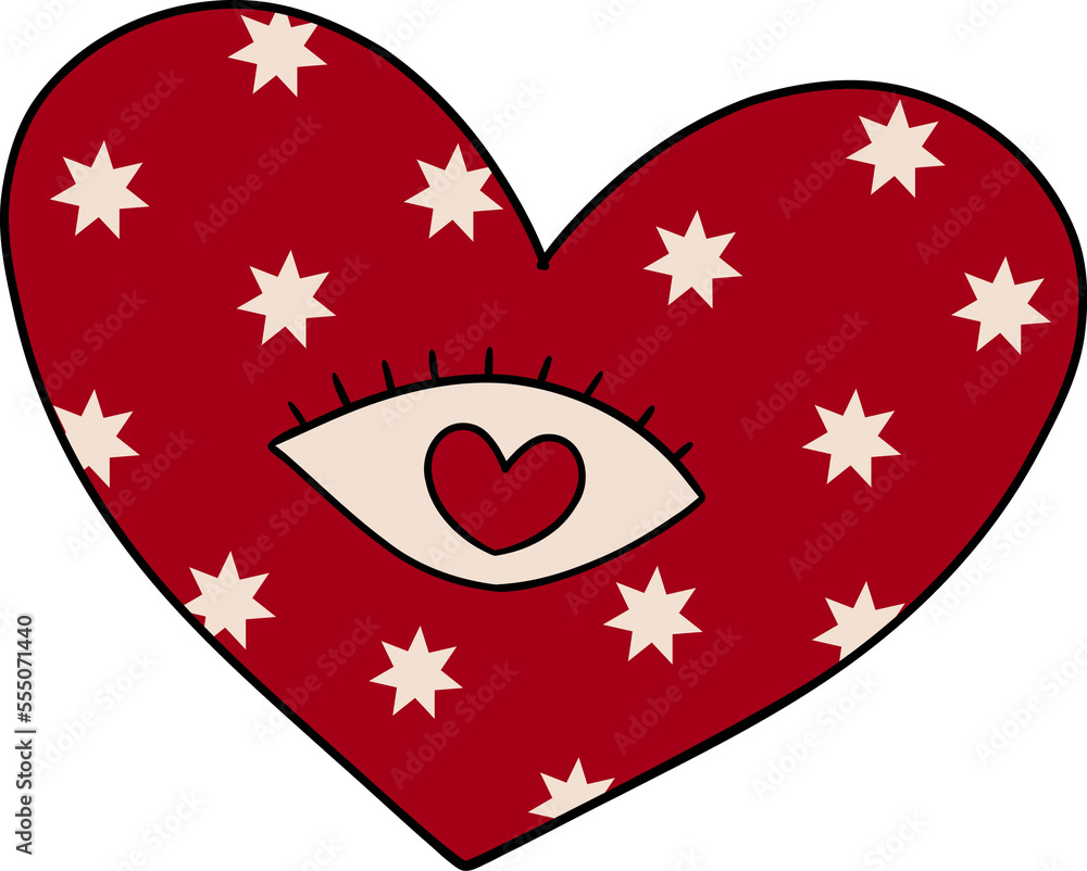 Retro Groovy Valentines Day Heart clipart illustration Stock ...