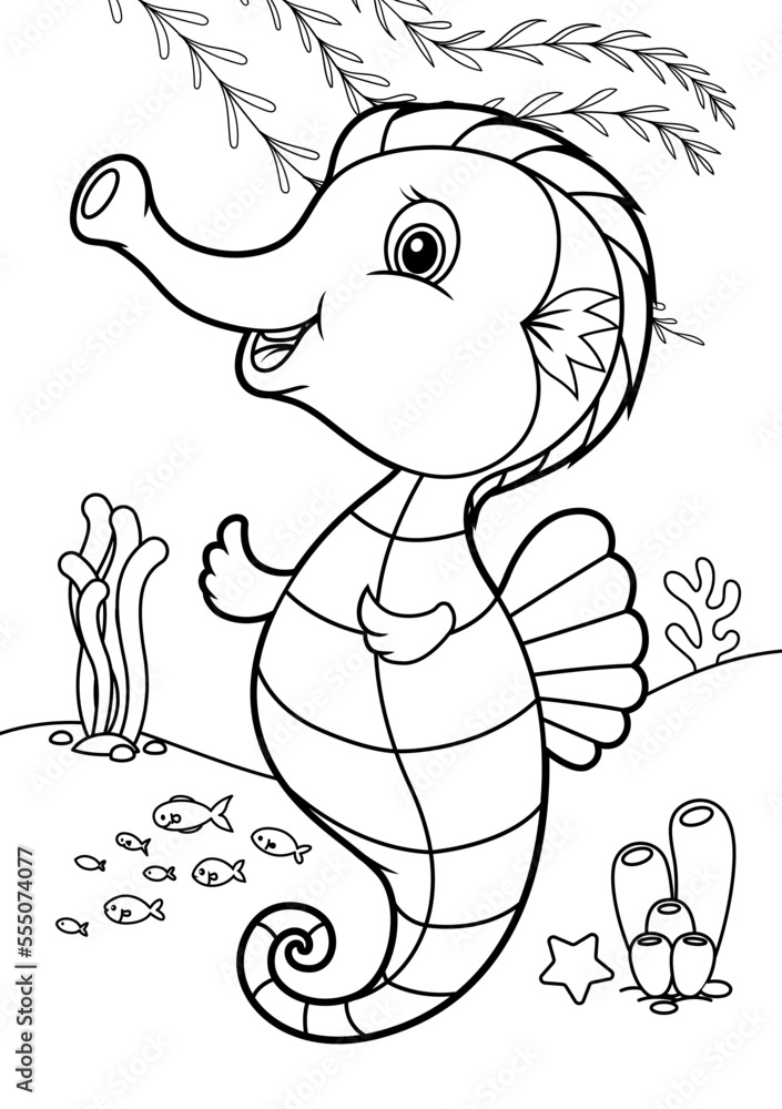 coloring book for kid, animals cartoons, undersea, underwater coloring ...