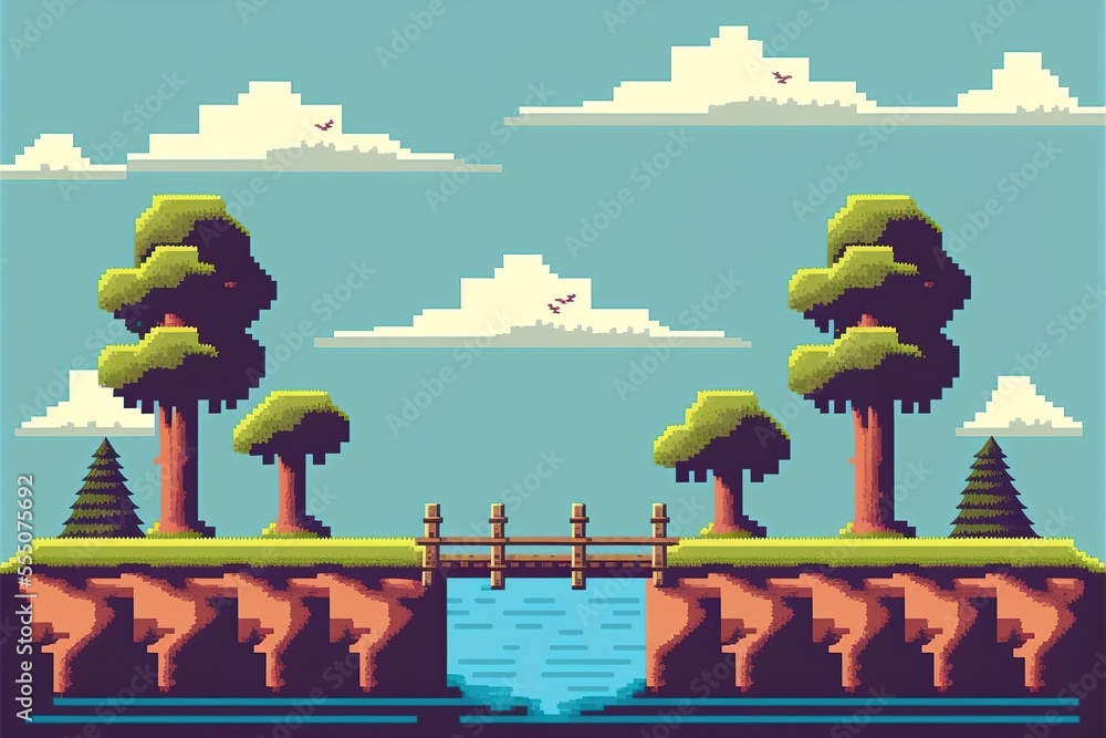 Pixel art arcade game scene background. generative ai Stock ...
