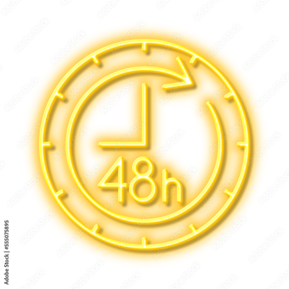48 hours line icon. Delivery service sign. Neon light effect outline ...