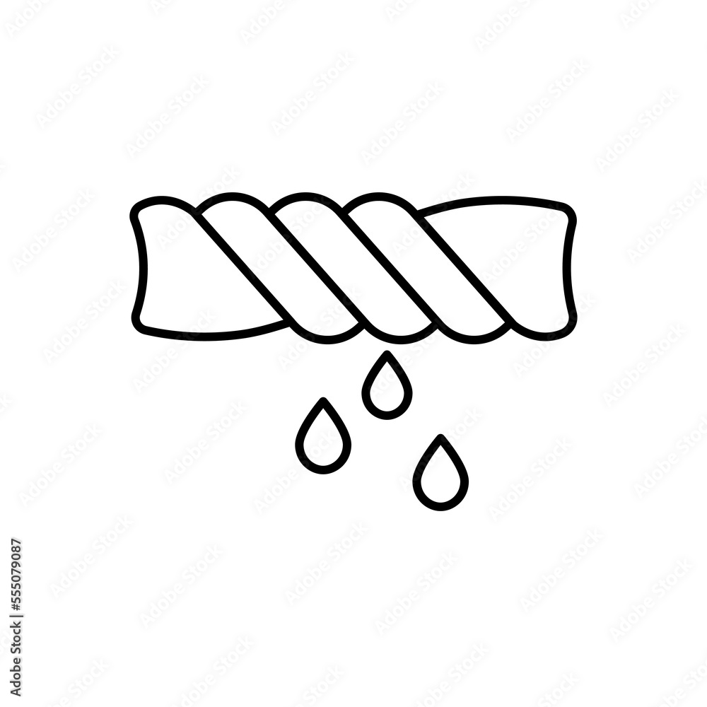 squeeze wet laundry icon, twirling fabric for dry, washing machine ...