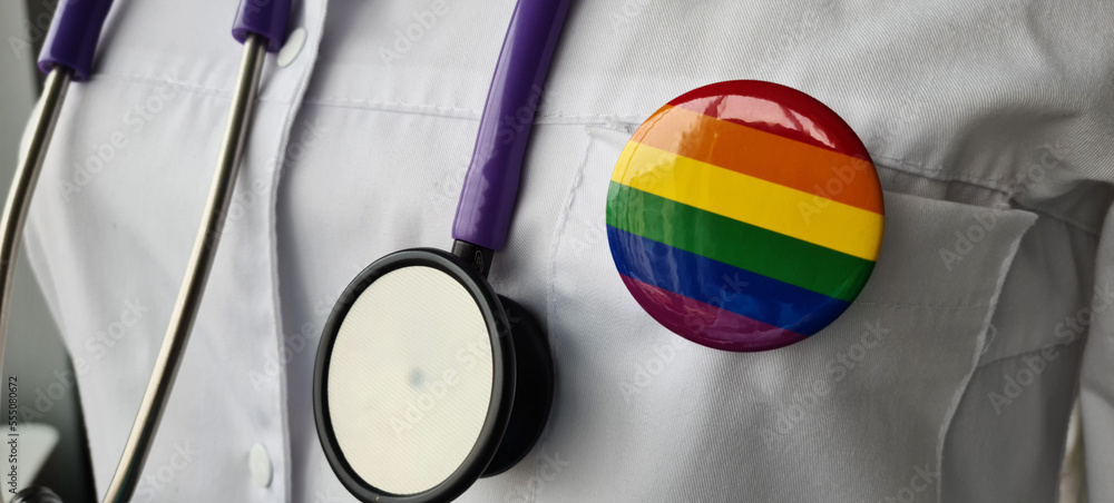 LGBT symbol stethoscope with rainbow icon for rights and gender ...