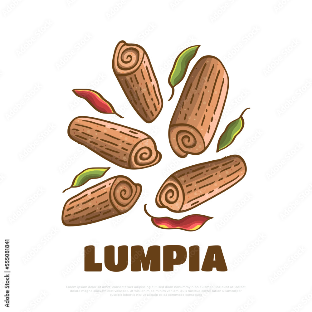 Lumpia, Traditional Food From Indonesia. Illustration of Indonesian ...