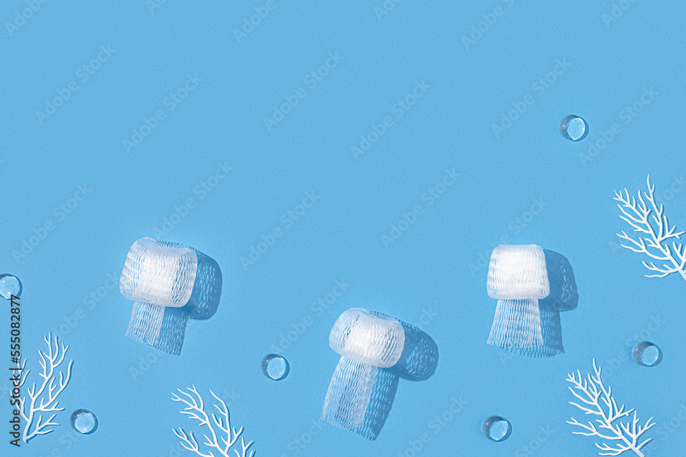 Sea animals jellyfish and corals from plastic underwater, creative flat ...