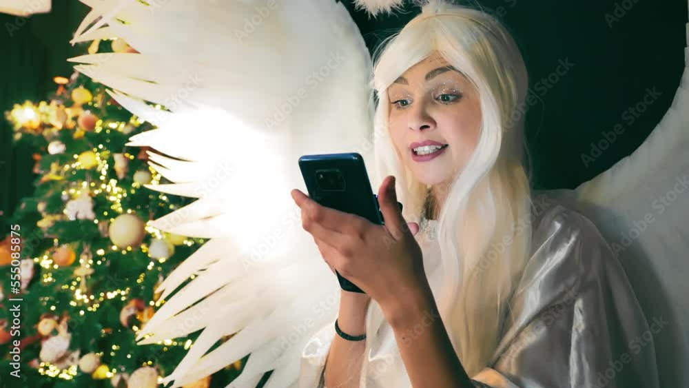 Angel is talking on the phone. A conversation on the phone with a fairy ...