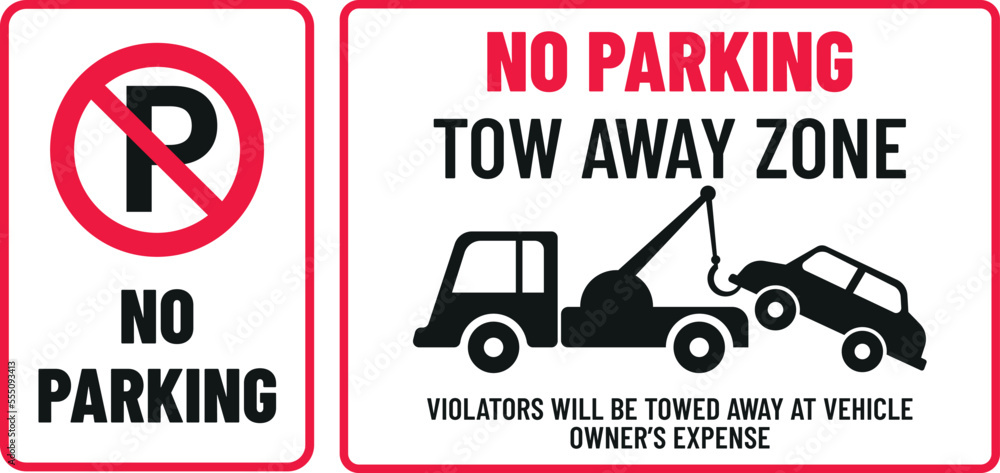 no parking sign, no parking tow away zone print ready sign vector Stock ...
