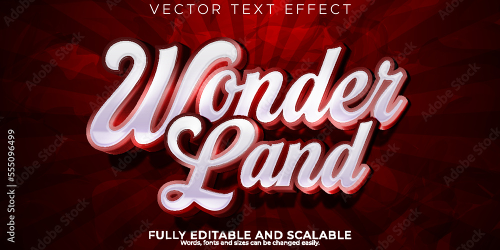 Wonder land text effect, editable cartoon and funny art text style ...