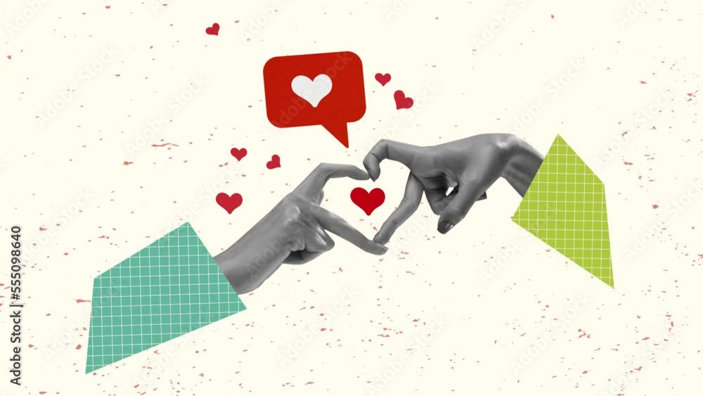 Stop motion, animation. Human hands making heart shape with fingers ...