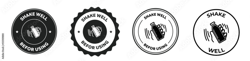 black and white Shake well before using a rounded vector icon ...