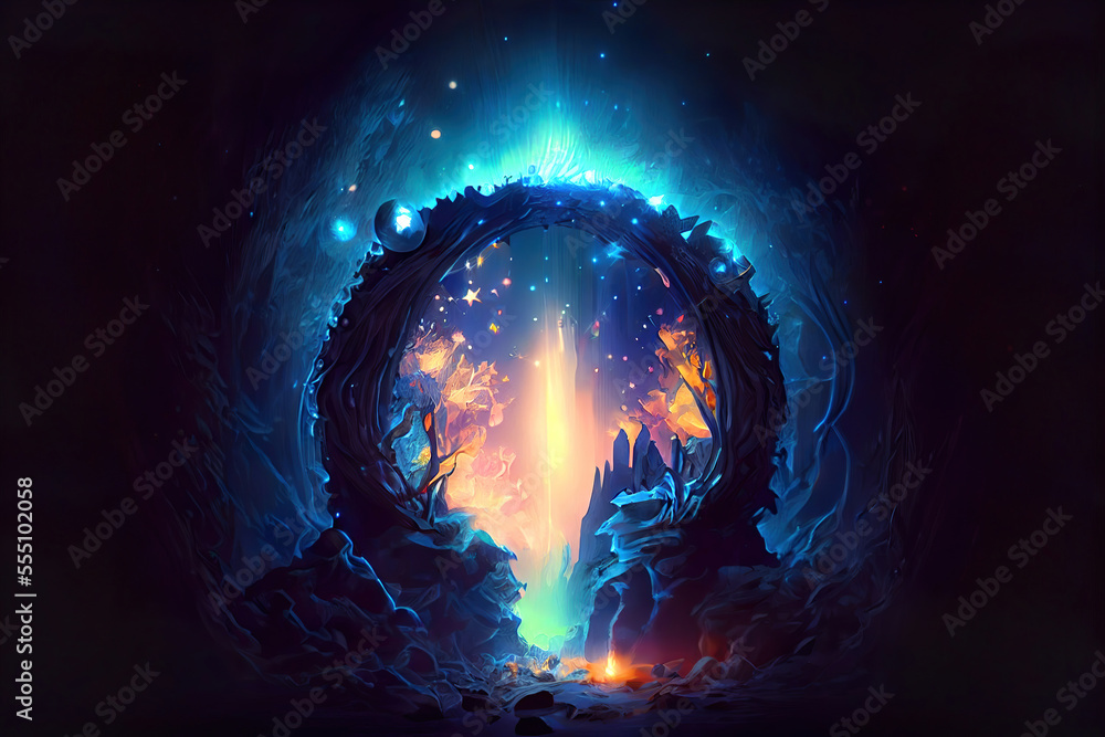 fantasy magical colorful space portal to another dimension, made with ...