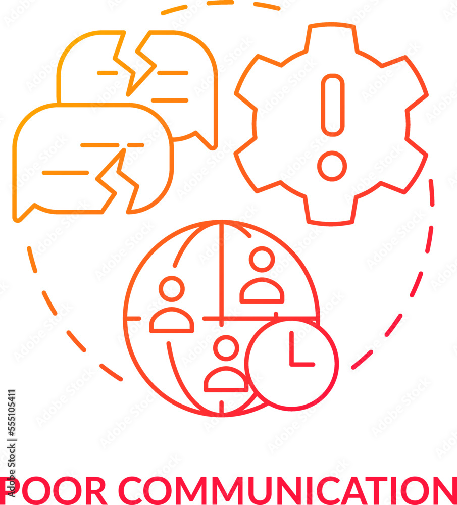 Poor communication red gradient concept icon. Outstaffing disadvantage abstract idea thin line ...