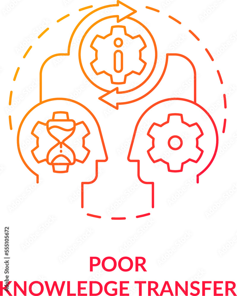 Poor knowledge transfer red gradient concept icon. Issue with ... Poor knowledge transfer red gradient concept icon. Issue with ...