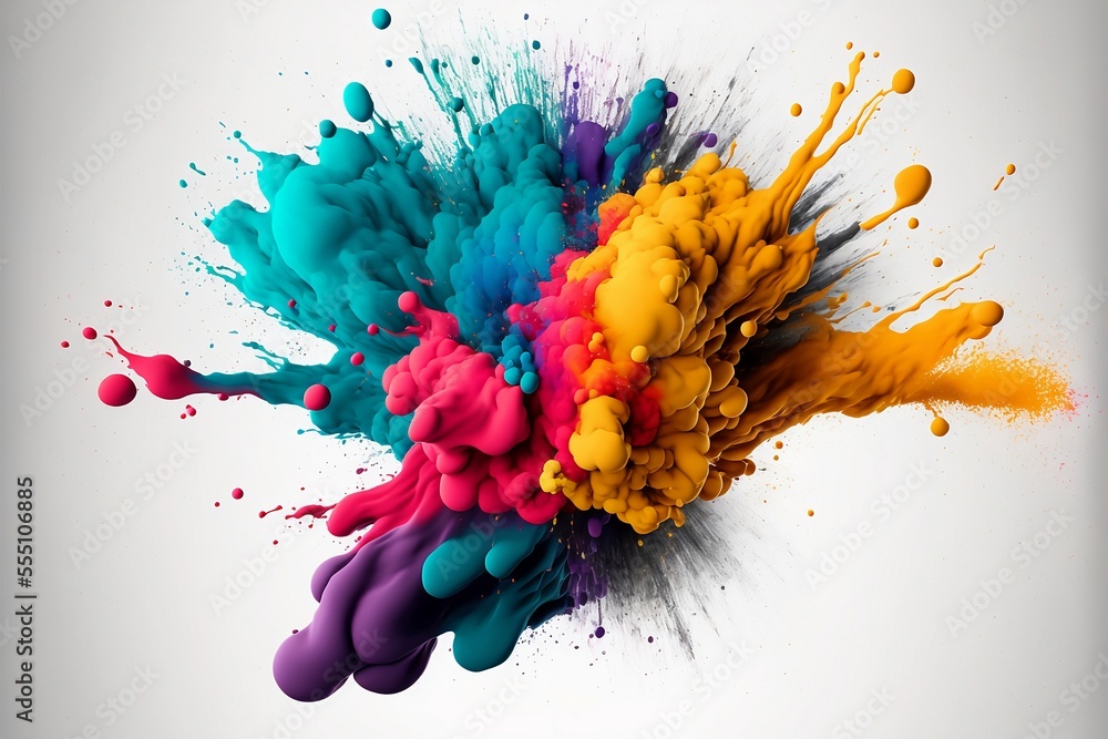color explosion on white background created with generative ai ...