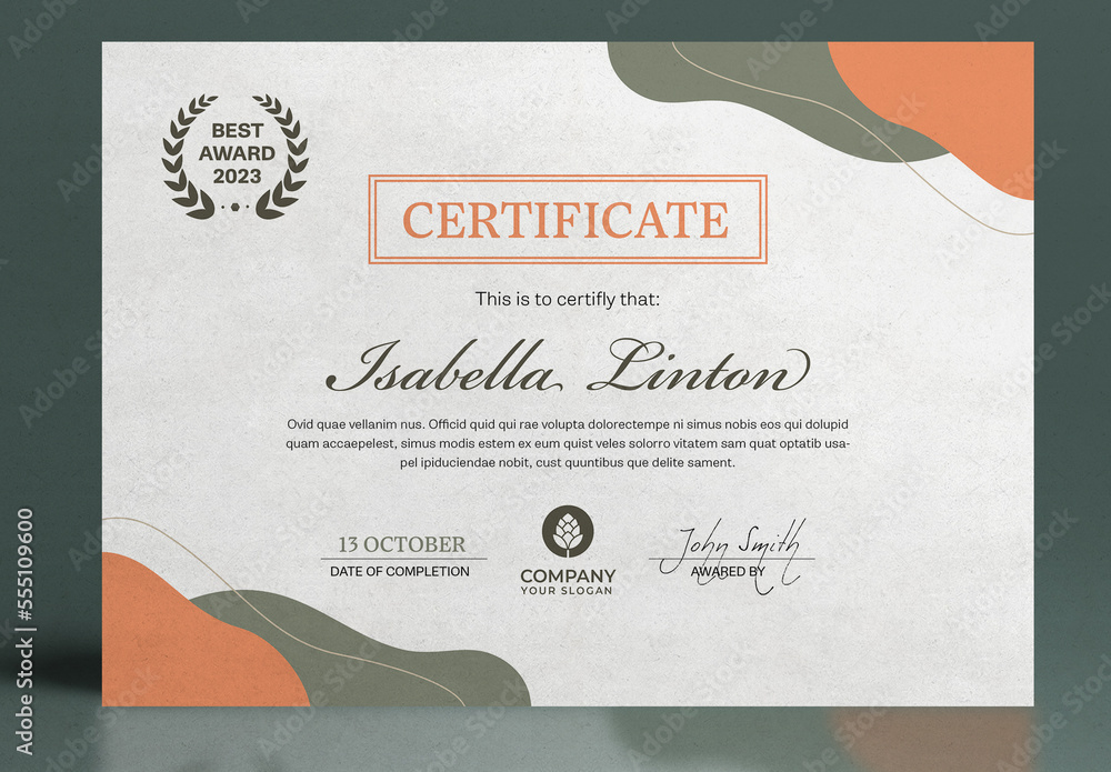 Landscape Certificate Layout Stock Template | Adobe Stock