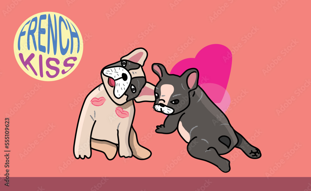 Two cute French bulldogs sitting next to each other, both making funny ...