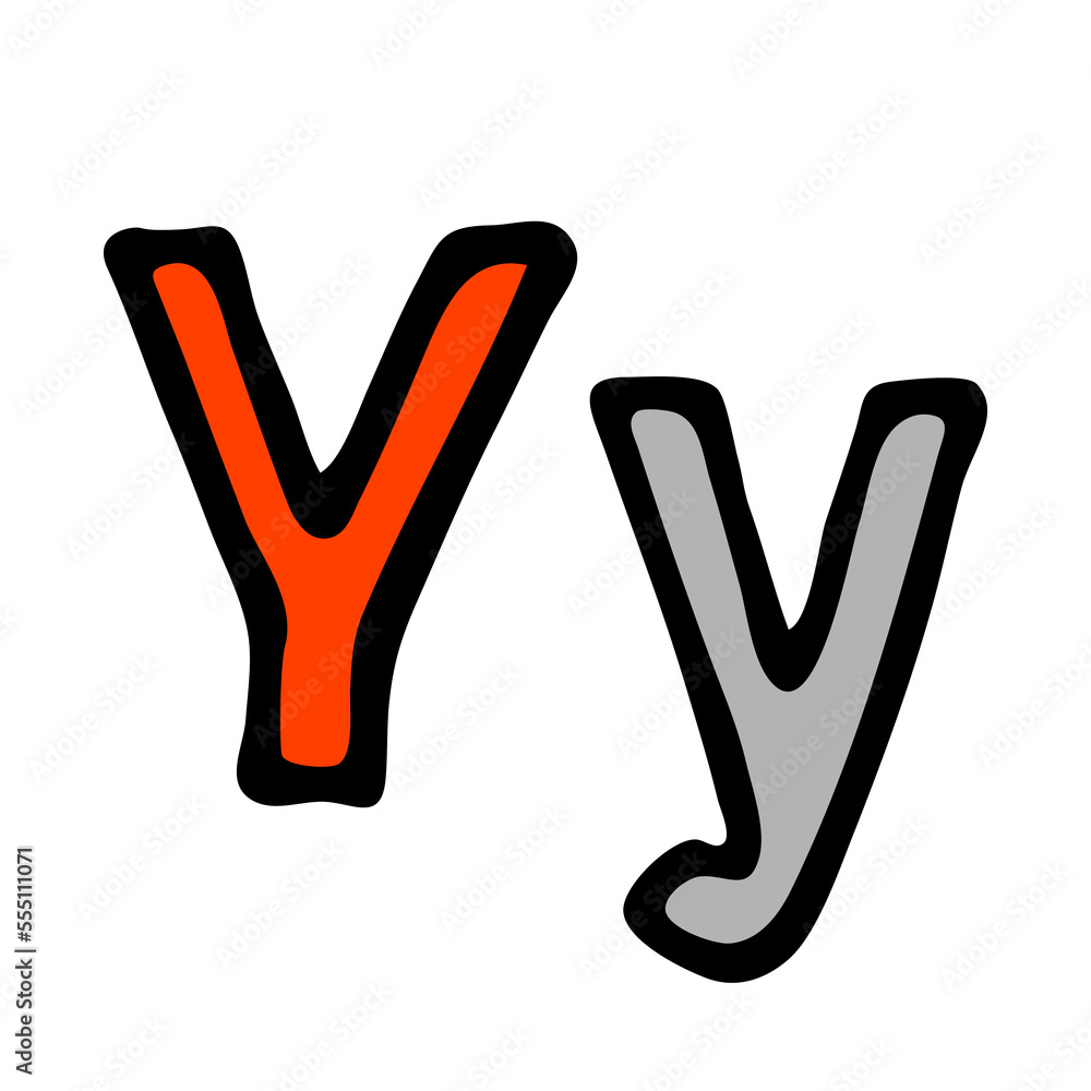 Alphabet of English letters. Letter sign. Cartoon illustration doodles ...