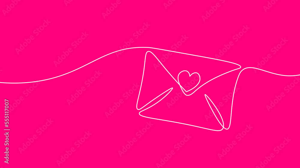 Heart letter single continuous line art. Romantic love date ...
