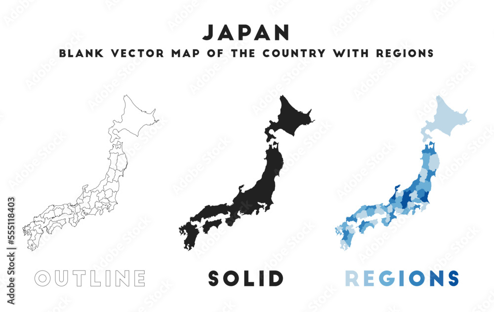 Japan map. Borders of Japan for your infographic. Vector country shape ...