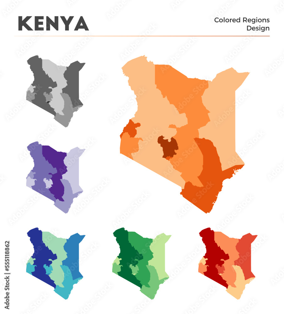 Kenya map collection. Borders of Kenya for your infographic. Colored ...