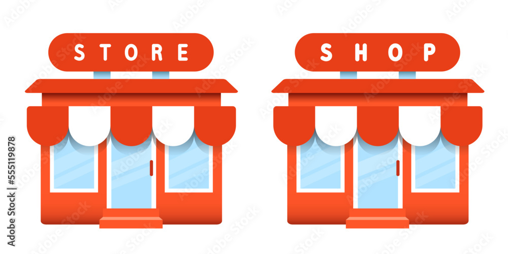 Shop and Store icons. Vector clipart isolated on white background ...