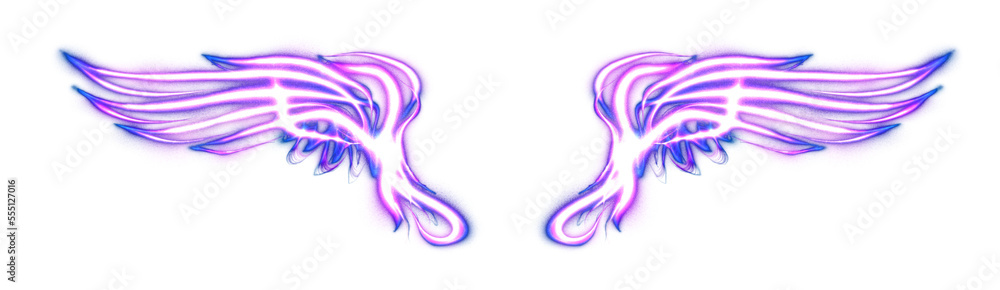 Abstract glowing stylized wings, isolated on transparent background in ...
