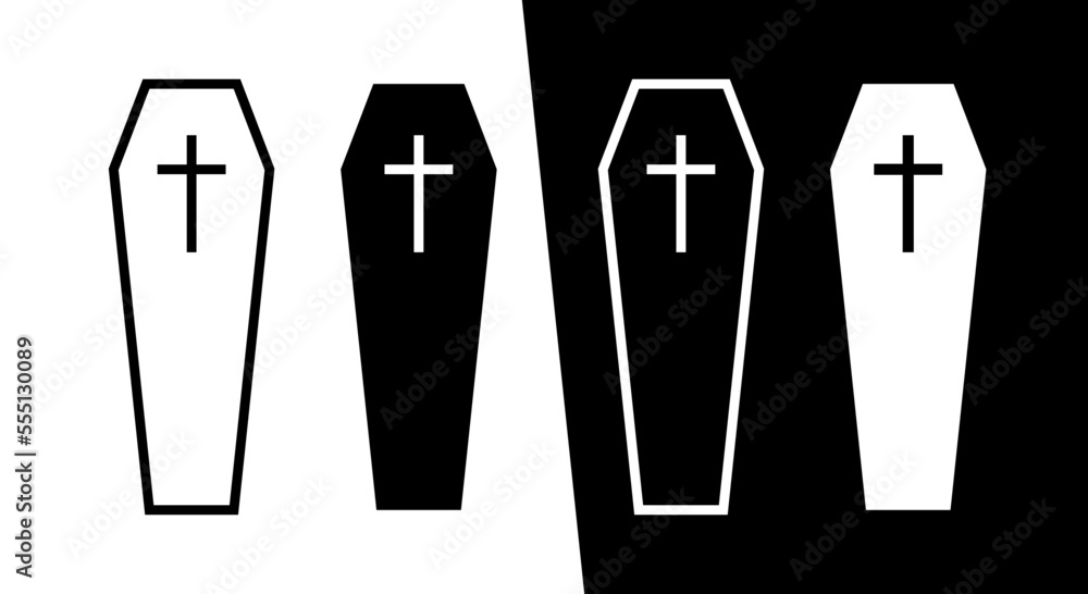 Coffin icon. A symbol of death and burial. A coffin with a cross ...