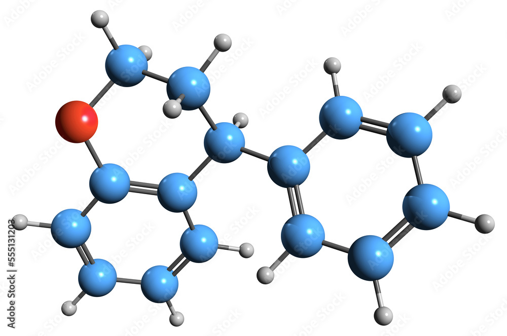 3D image of benzachroman skeletal formula - molecular chemical ...