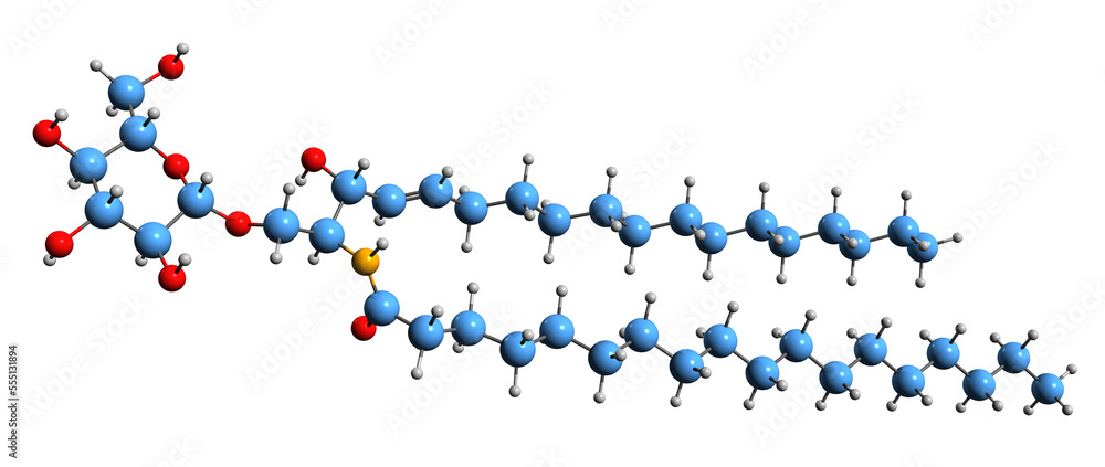 3D image of cerebroside A skeletal formula - molecular chemical ...