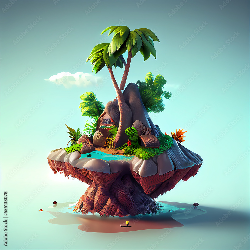 cartoon island Stock Illustration | Adobe Stock