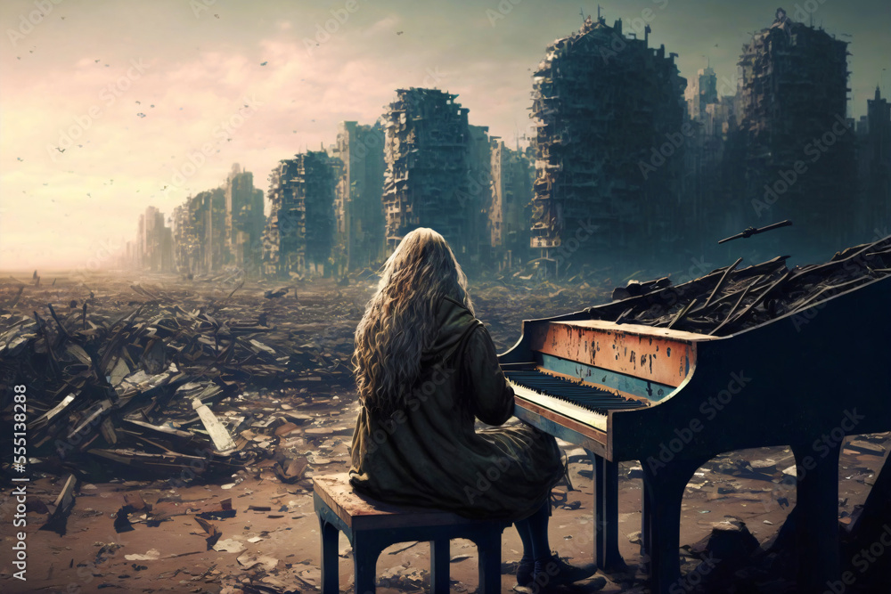 Sad Girl Playing Piano