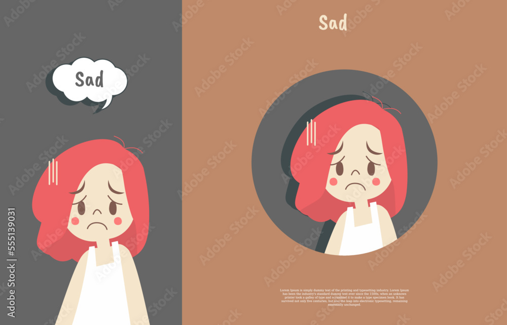 cute face sad expressions with names. phone wallpaper and sticker flat ...