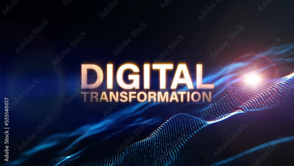 Digital Transformation text abstract science technology futuristic 3D ...