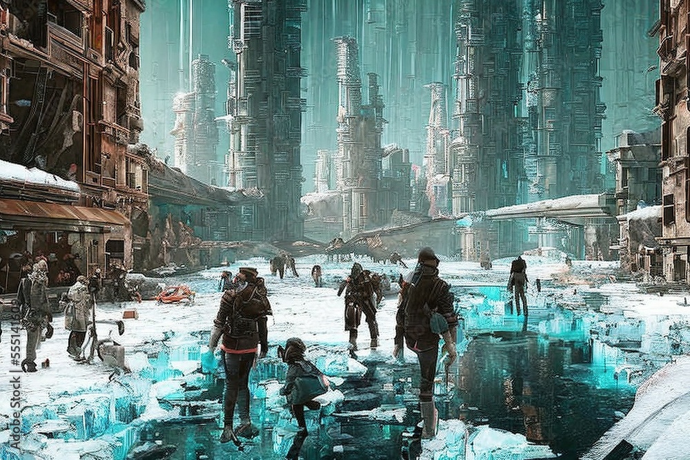 Dystopian Concept Art Of A Futuristic City Landscape In A Cyberpunk Dystopian Concept Art Of A Futuristic City Landscape In A Cyberpunk