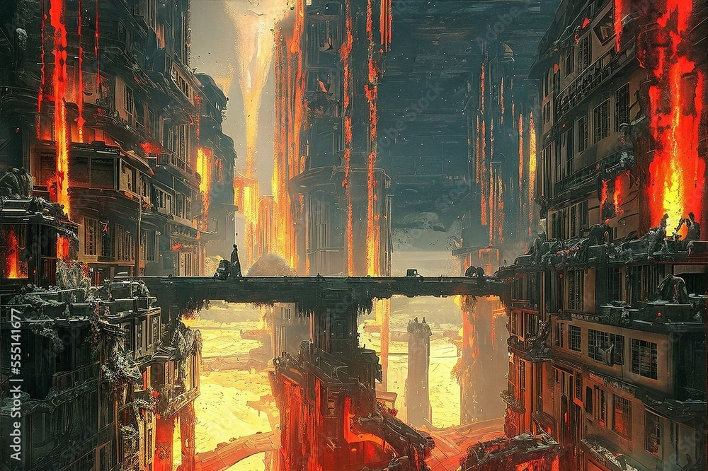 dystopian concept art of a futuristic city landscape in a cyberpunk ...