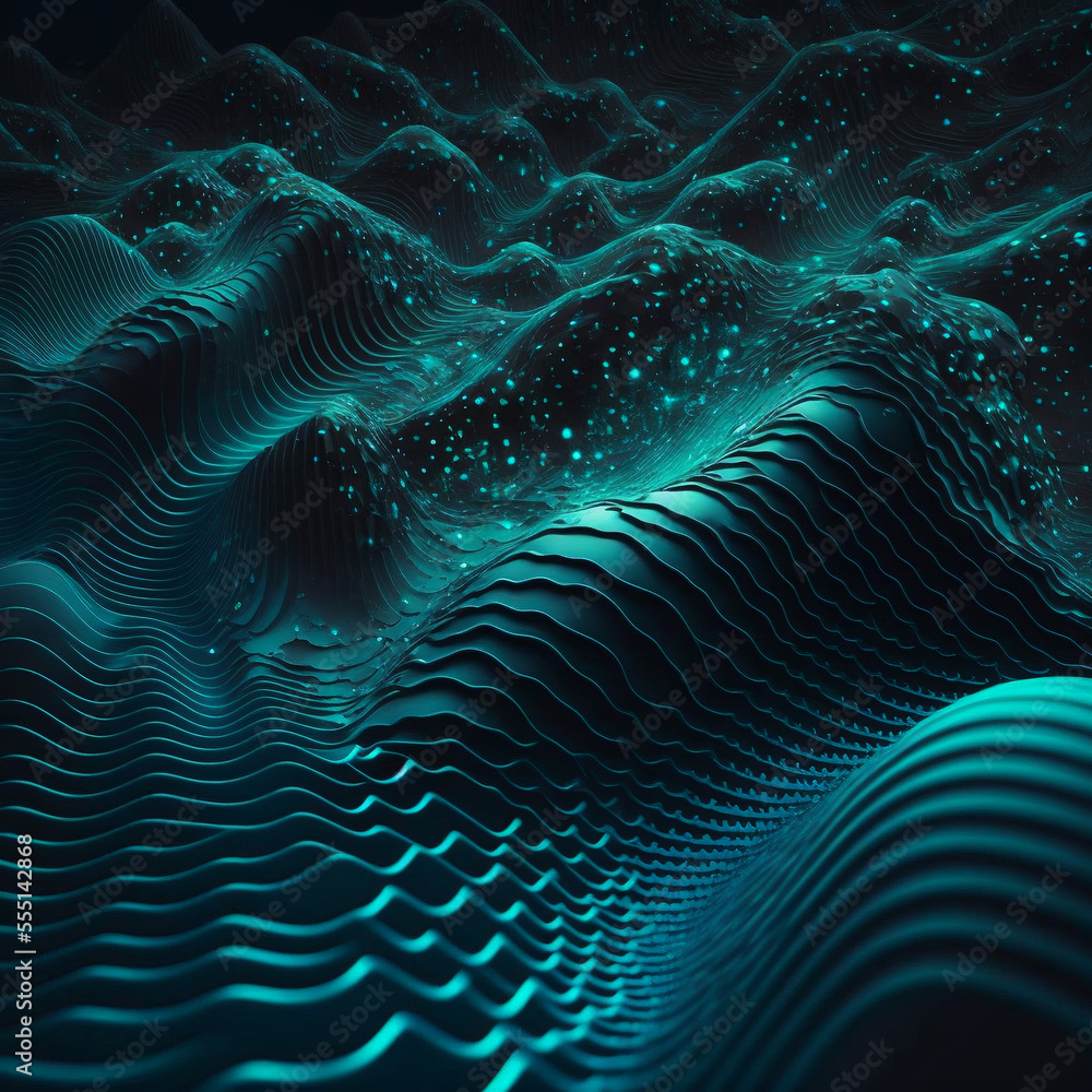Waves, made by AI, künstliche Intelligenz, AI-Art Stock Illustration ...
