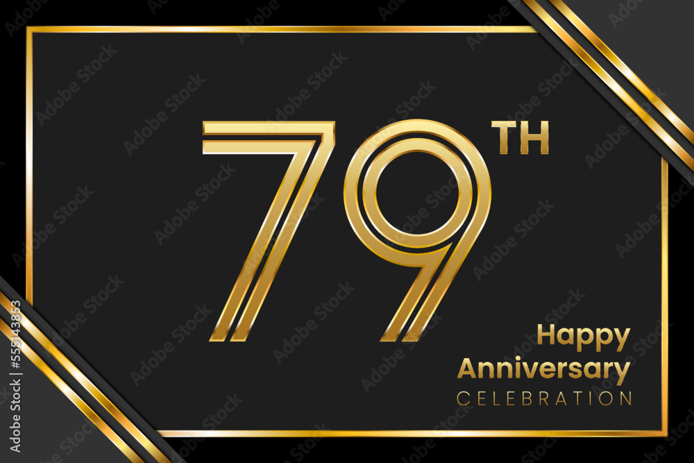 79th Anniversary. Anniversary Template Design With Golden Text, Vector ...