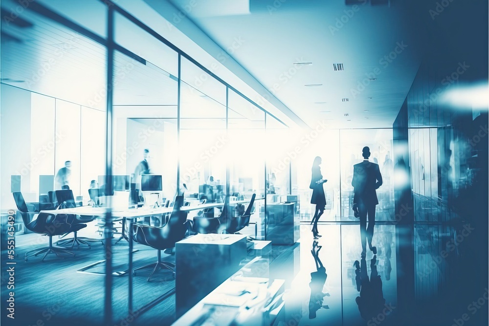 4K resolution or higher, Abstract blurred interior modern office space ...