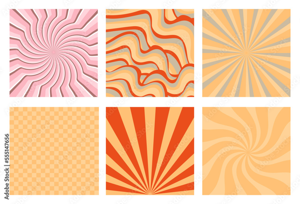 Groovy pattern with vintage daisy 70s, 60s lsd elements vector. Psychedelic, craisy background ...