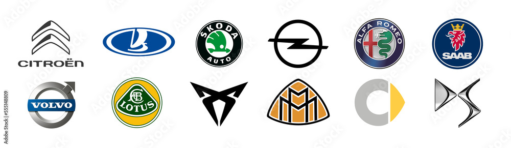 Automotive Car Logo Collection. Citroen, DS, Lada, Skoda, Opel, Alfa ...